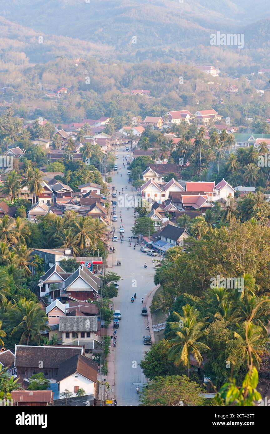 View over Luang Prabang from Wat Phousi Temple, Laos, Southeast Asia ...