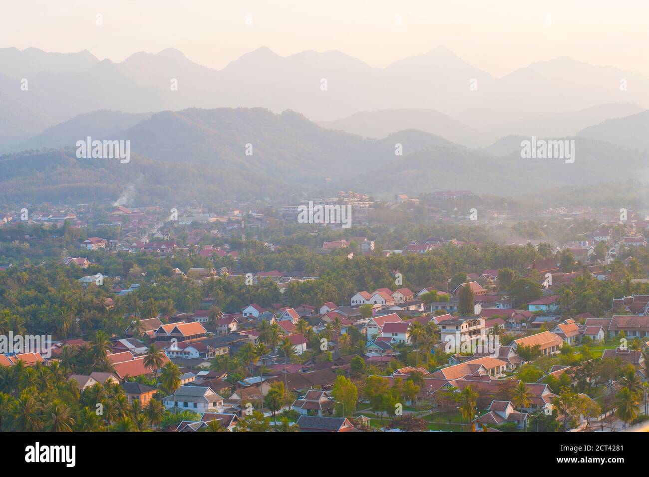 View over Luang Prabang from Wat Phousi Temple, Laos, Southeast Asia ...