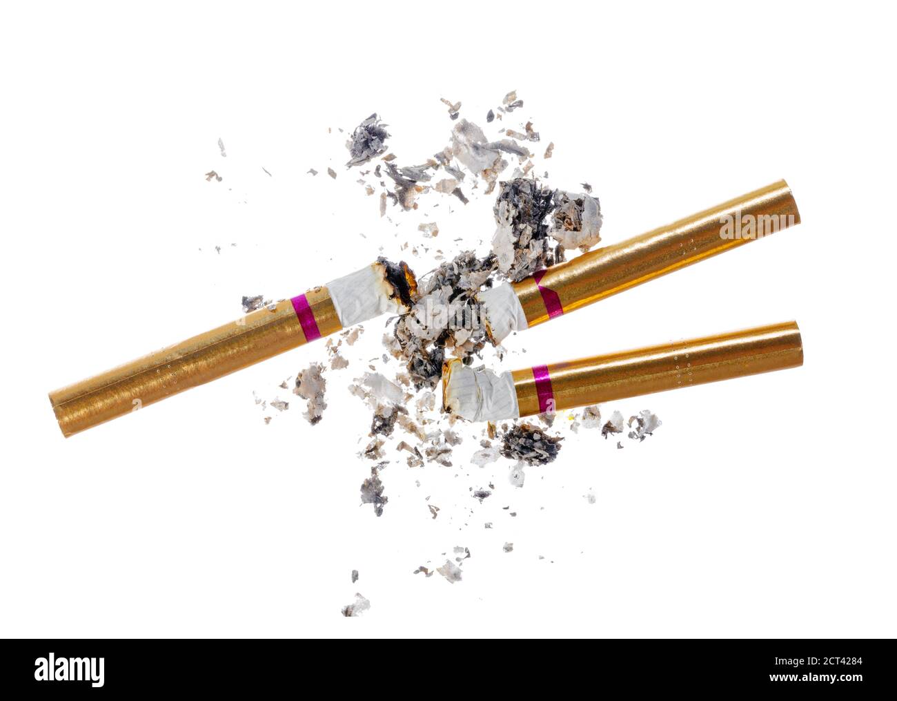 Extinguished butt of cigarette isolated on white Stock Photo - Alamy