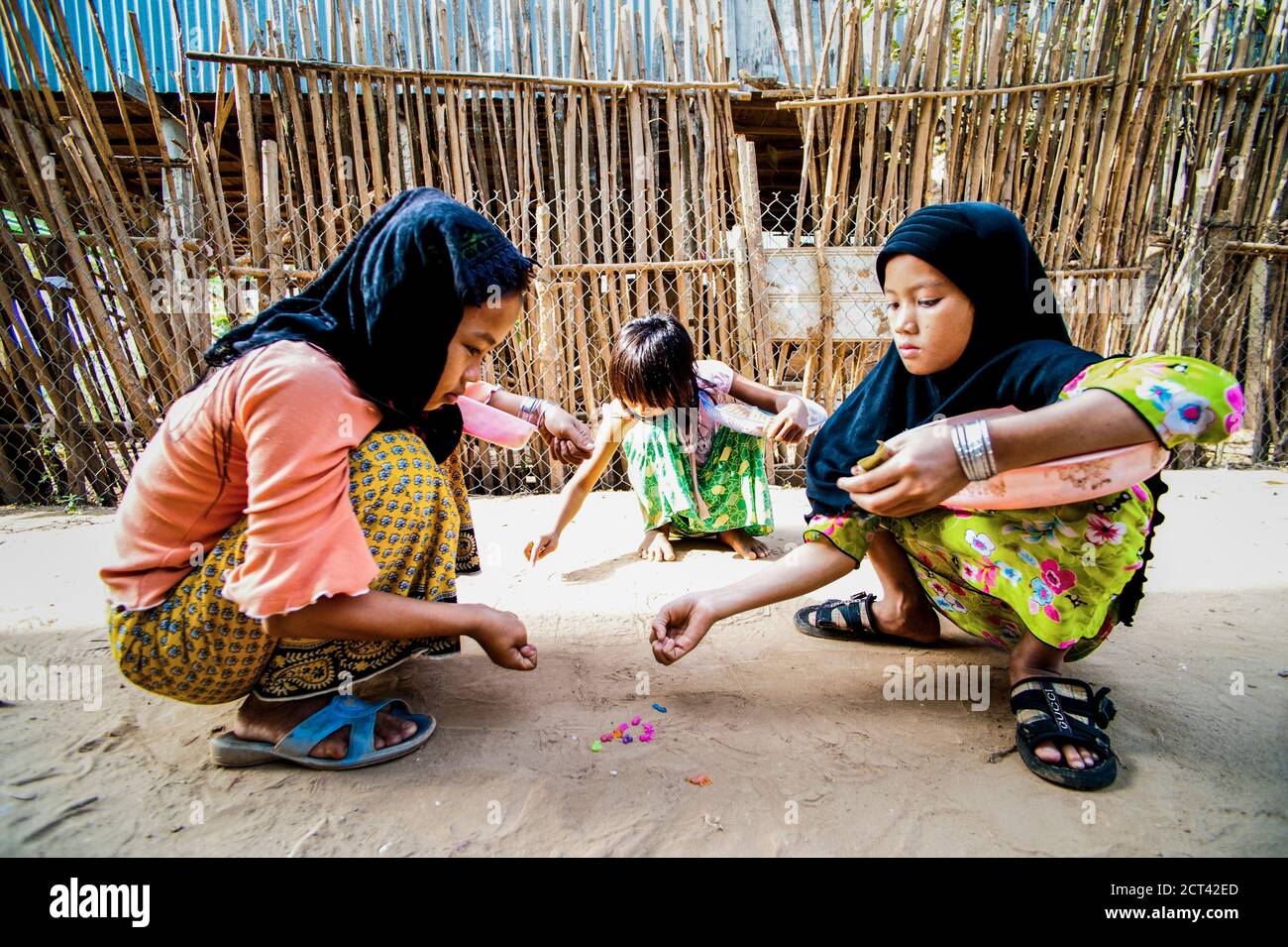 Cham Children Playing Games, Chau Doc, Vietnam, Southeast Asia Stock ...