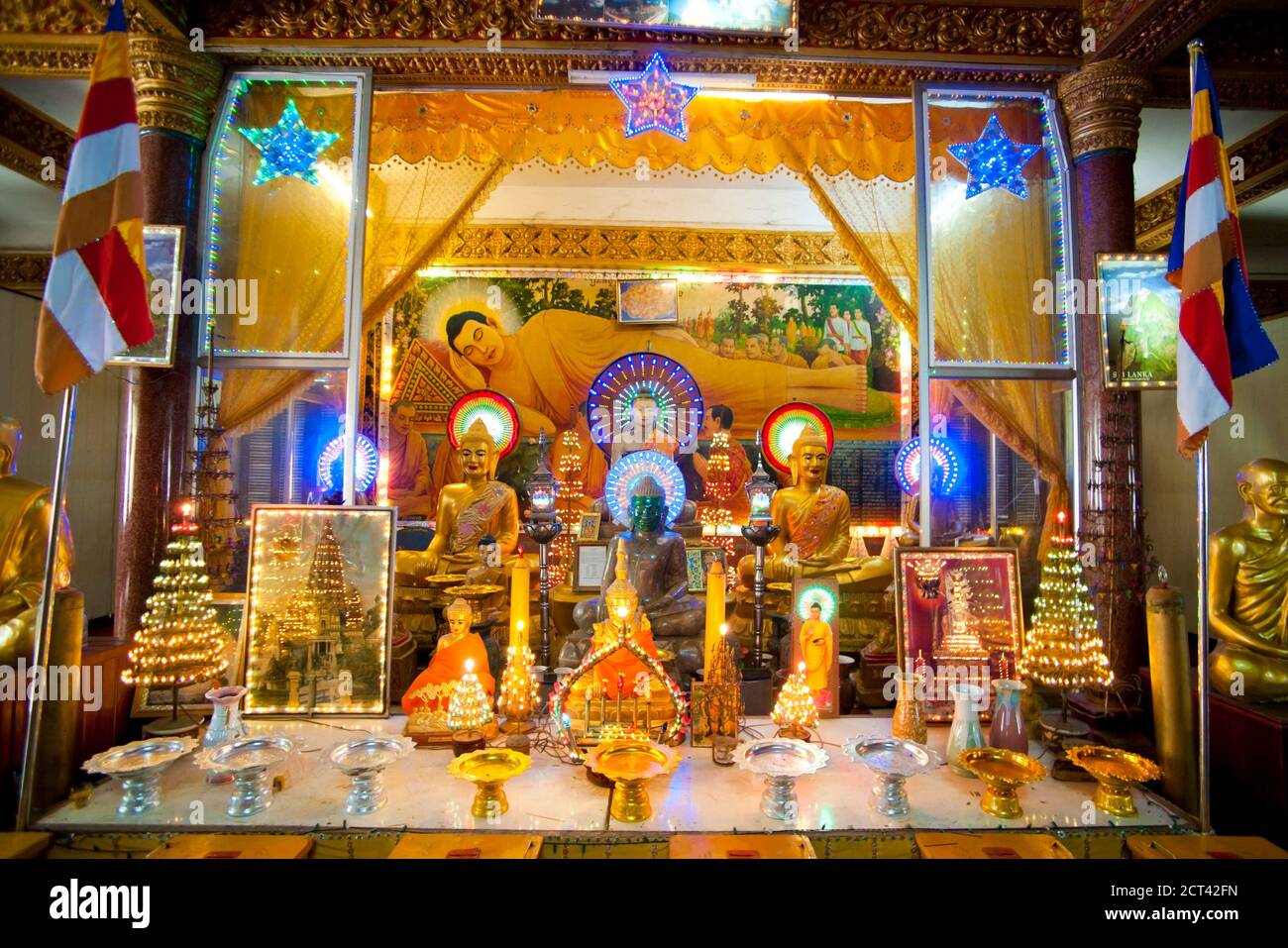 Neon Buddhist Display in a Buddhist Temple in Phnom Penh, Cambodia ...