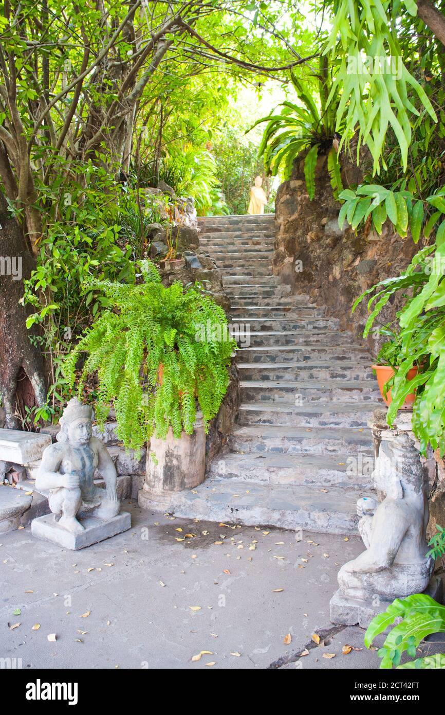 Stone Guardian Monkey Statues Guarding Steps in The Silver Pagoda at ...