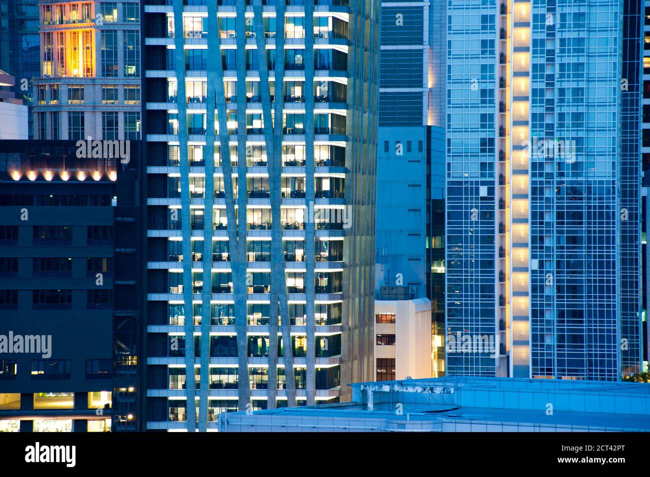 Office Blocks at Night in Singapore CBD, Southeast Asia Stock Photo - Alamy