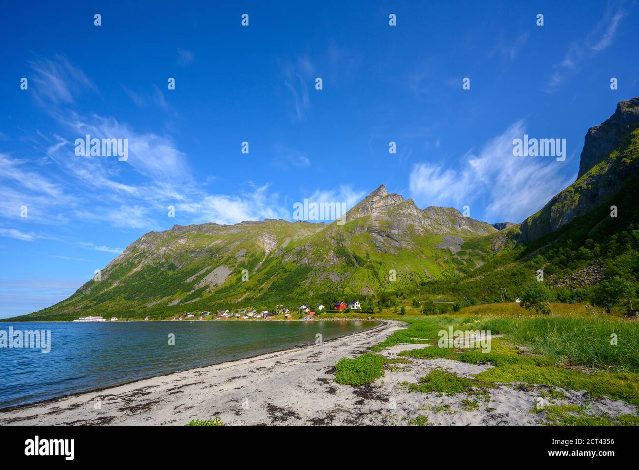 Ersfjord Beach, on a beautiful day in the senja national park in ...
