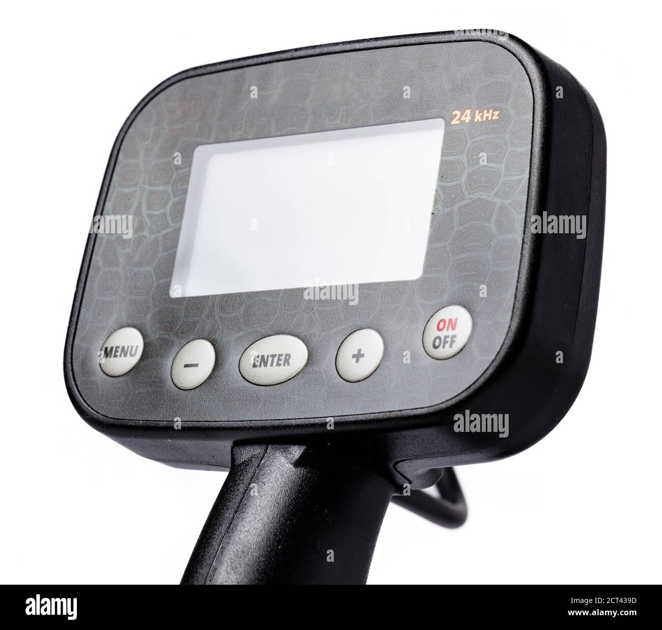 Black metal detector isolated on white background Stock Photo - Alamy