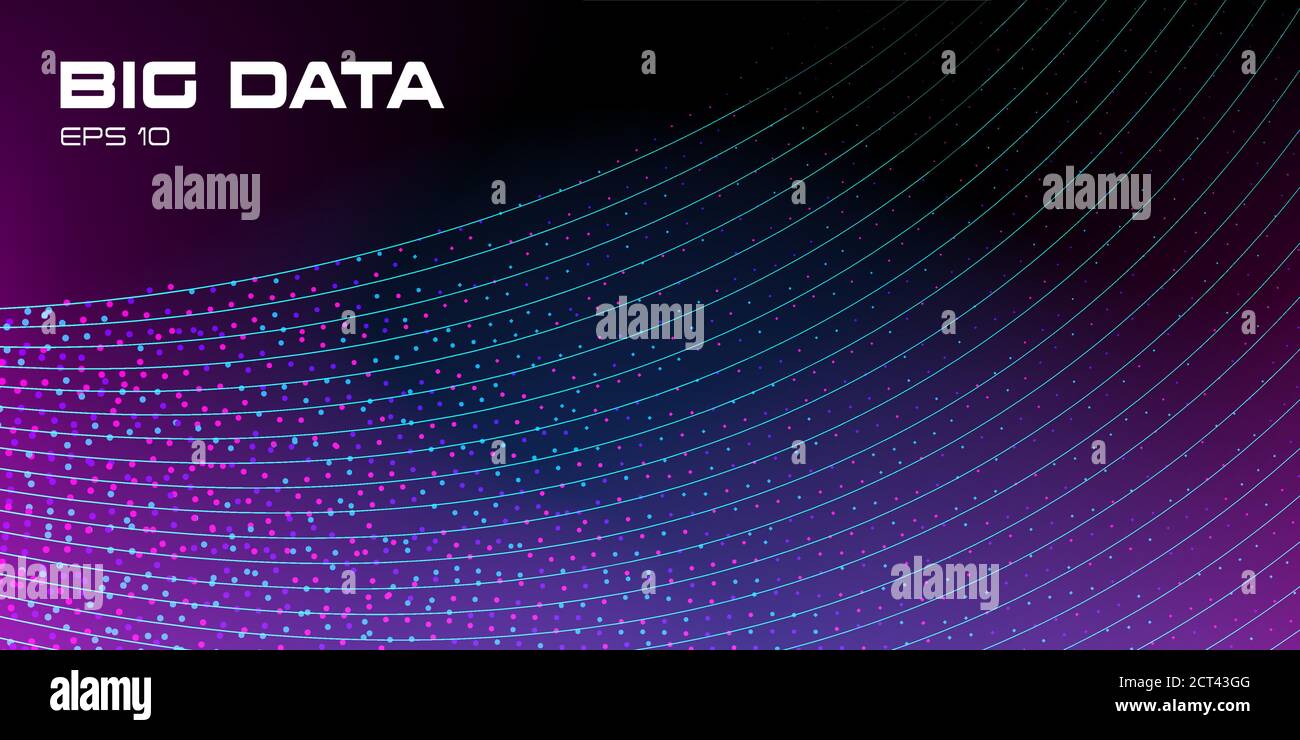 Big Data Visualization Data Stream Of Vivid Particles With Copy Space Binary Code Structure
