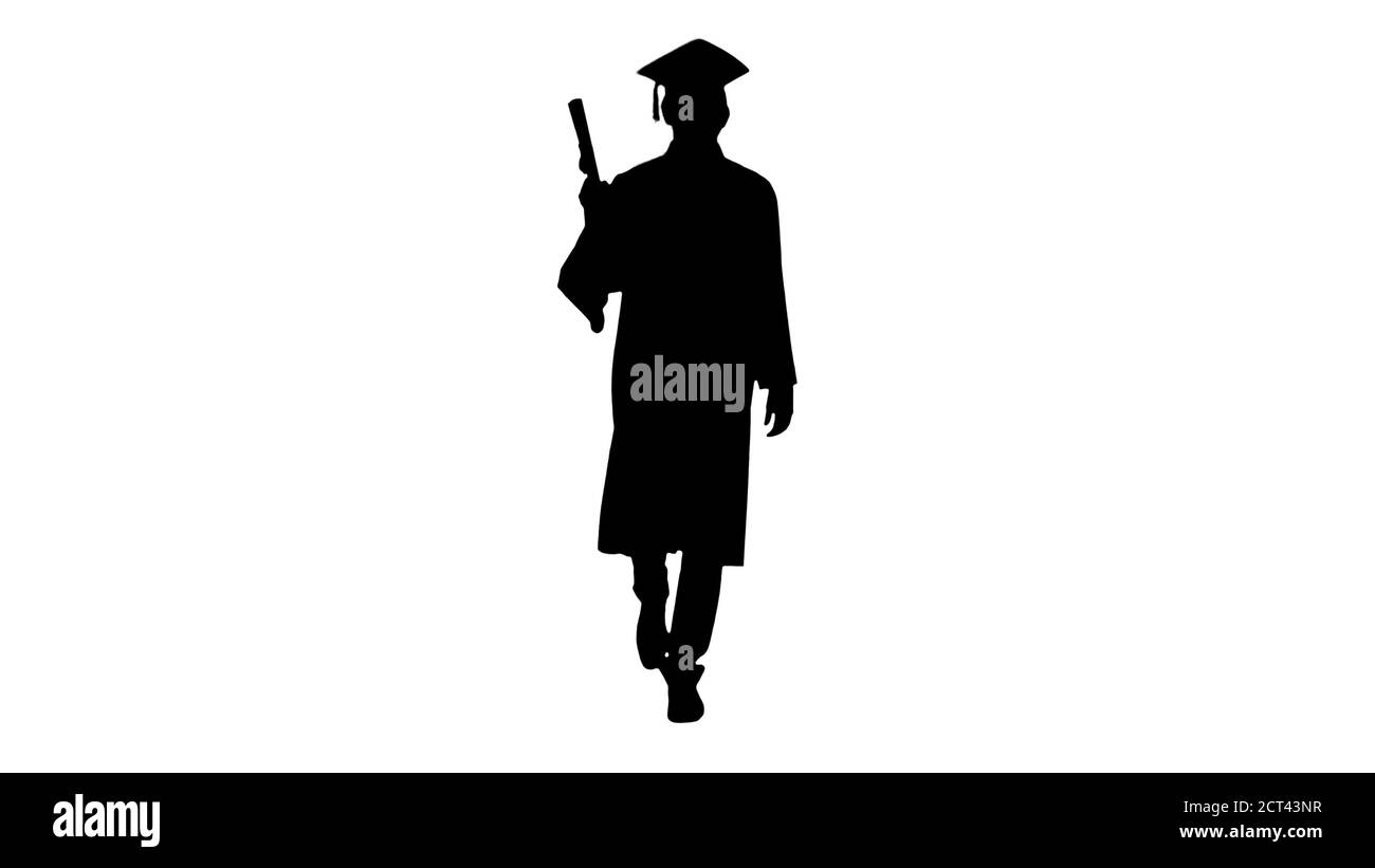 Silhouette Man walking to the graduation ceremony Stock Photo - Alamy