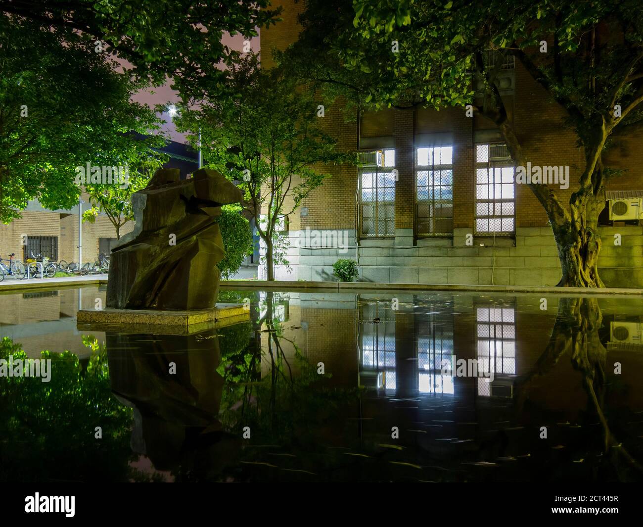 Night view of the an art sculpture in NTU, Taipei, Taiwan Stock Photo ...