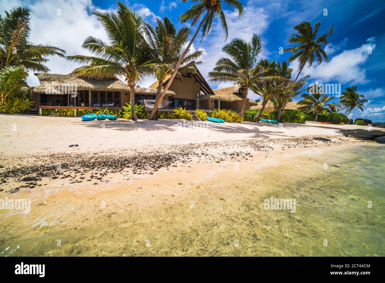 Sea view Luxury Villas on the beach front with tropical palm trees and ...