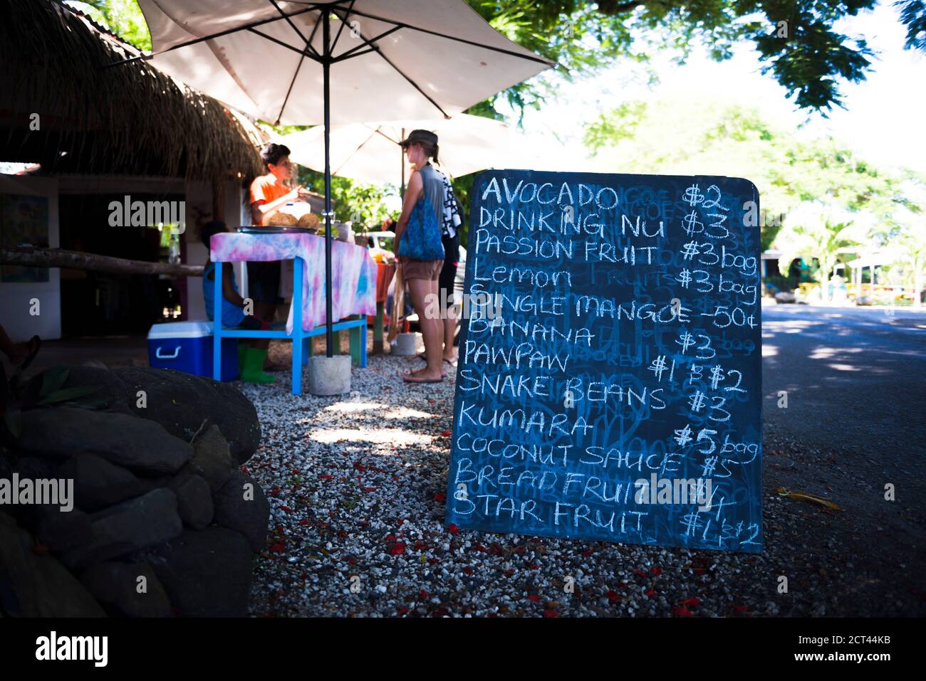 Fruit stall on the road in Rarotonga, Cook Islands Stock Photo - Alamy