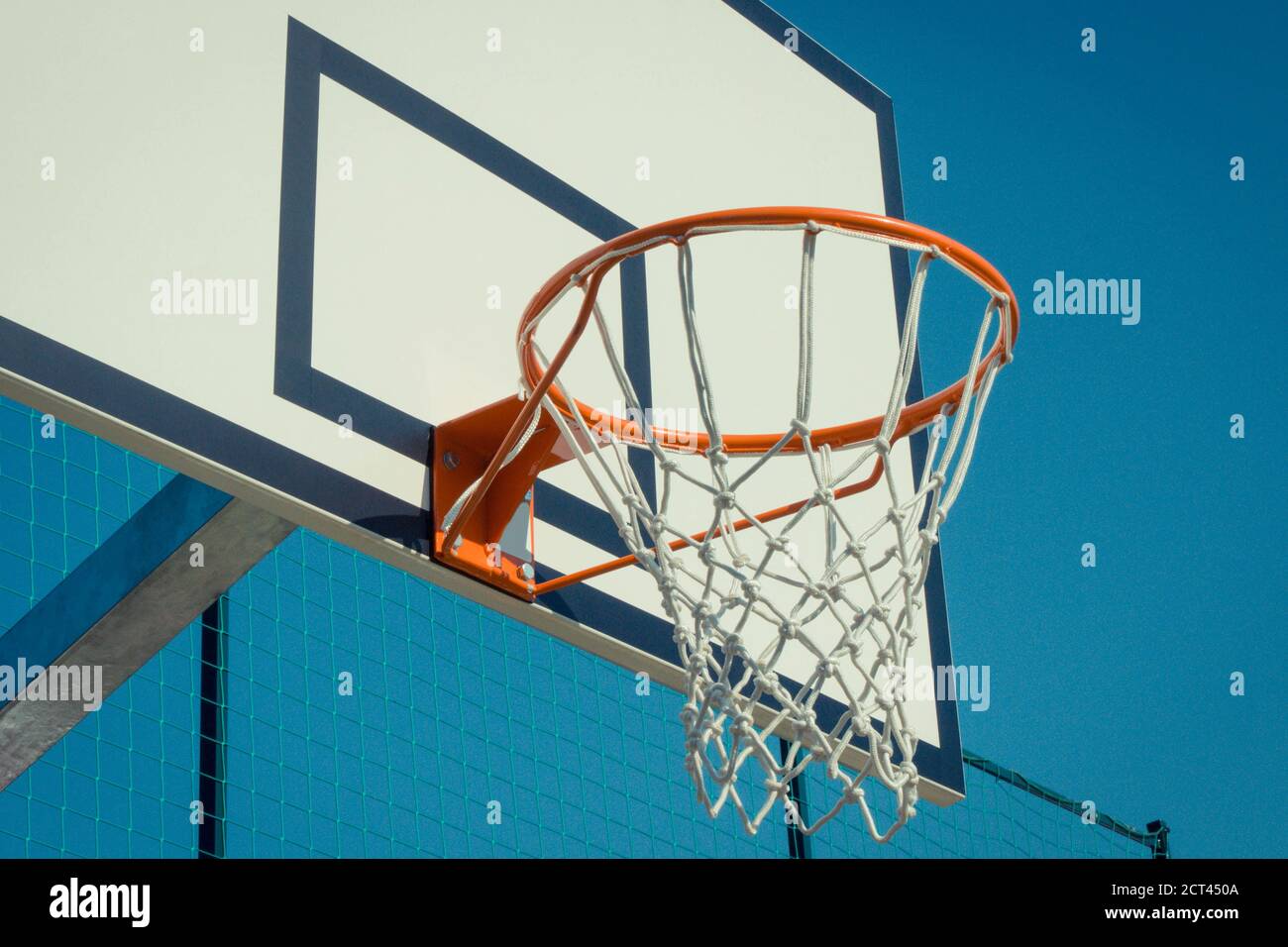 Basketball board with basket hoop on playground. Sport, recreation and ...
