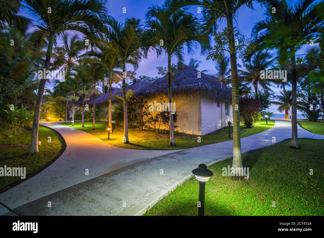 Luxury villa and hotel accommodation at night, Rarotonga, Cook Islands ...
