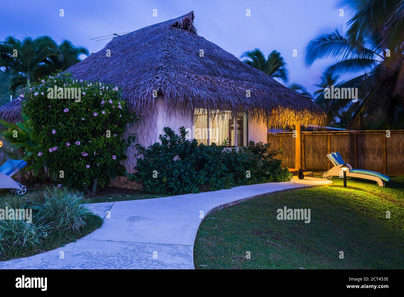 Luxury villa and hotel accommodation at night, Rarotonga, Cook Islands ...