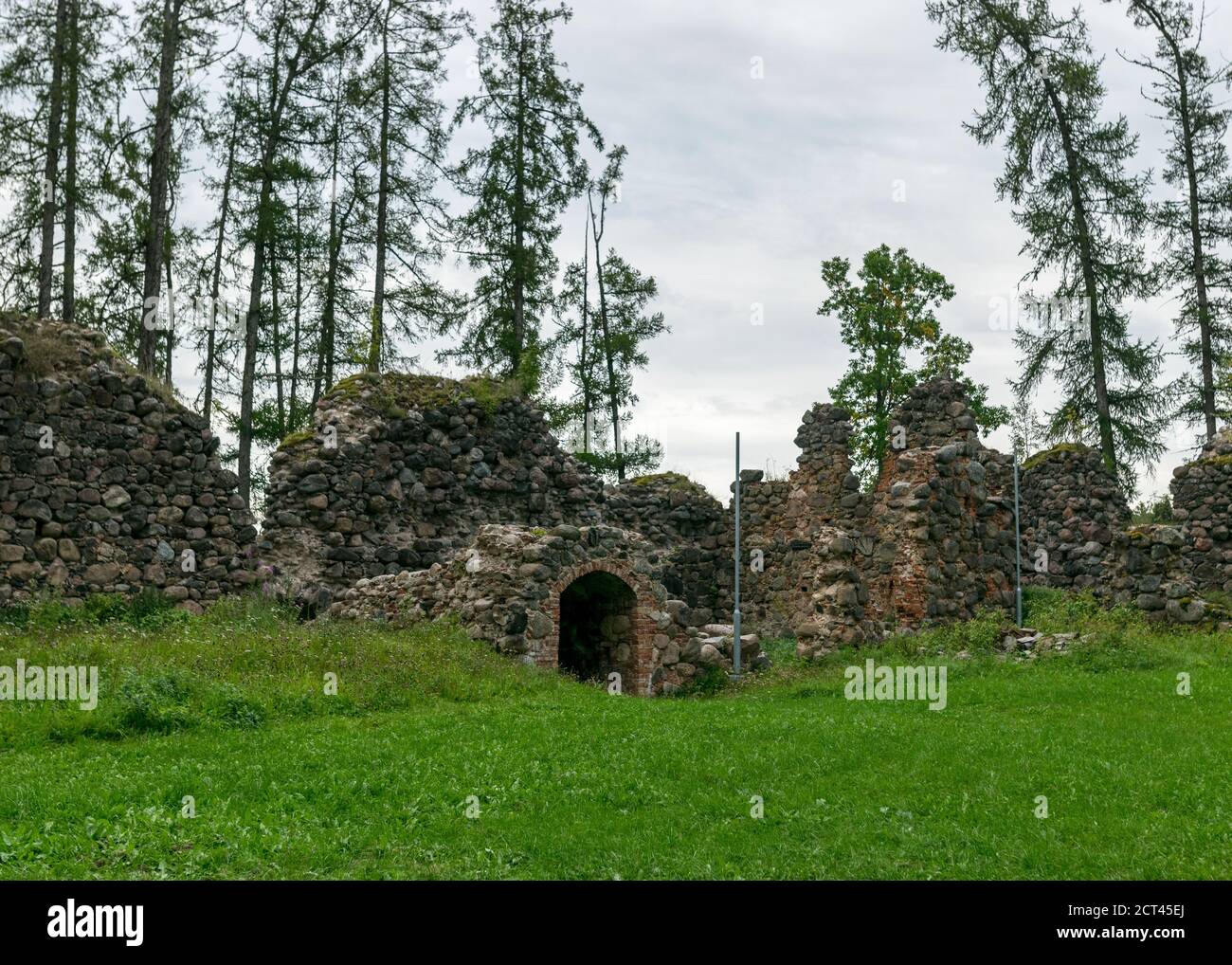 old medieval stone castle ruins, Ergeme castle ruins, Latvia Stock ...