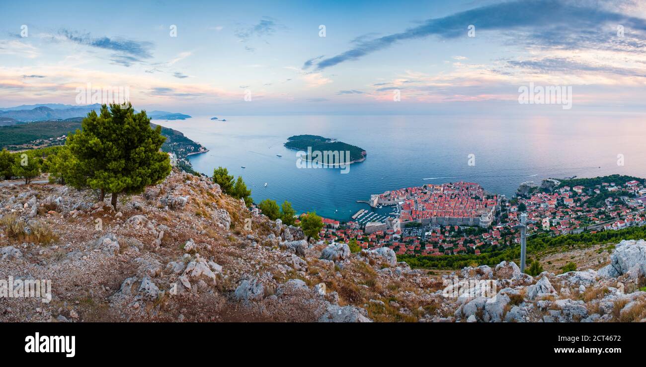 Panoramic Photo from Mount Srd of Dubrovnik Old Town and Lokrum Island ...