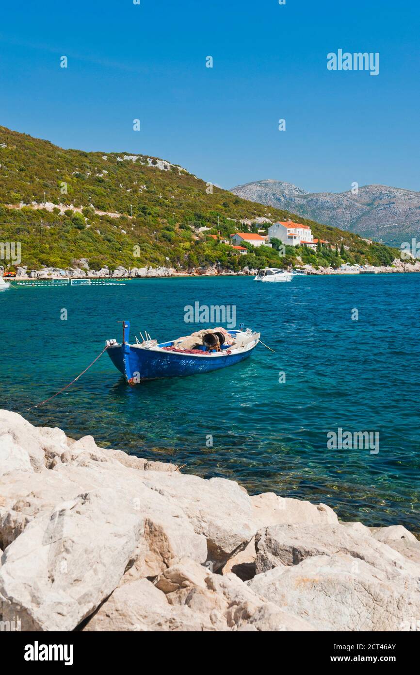 Fishing boat, Sipan Island (Sipano), Elaphiti Islands, Dalmatian Coast ...
