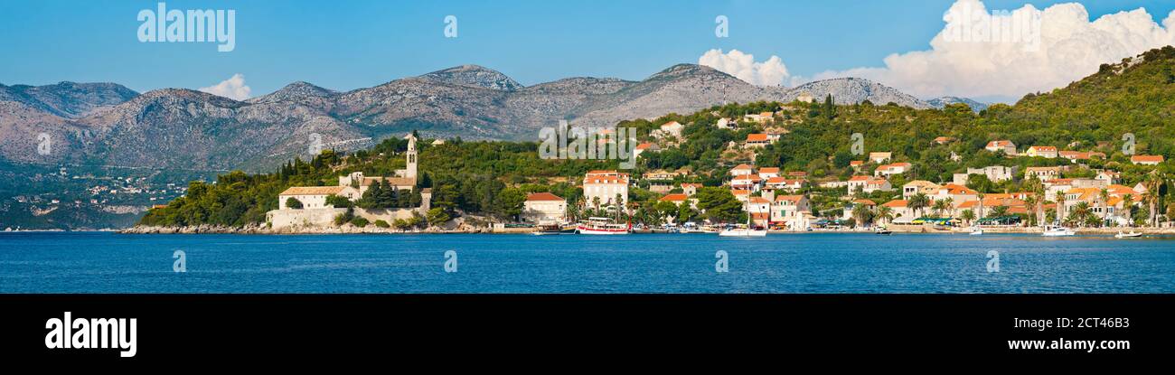Panoramic photo of Lopud Island and the Franciscan Monastery, Elaphiti ...