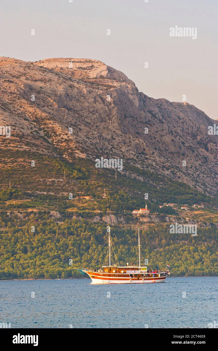 Photo of a sailing ship in Korcula Town Harbor, Korcula Island, Croatia ...