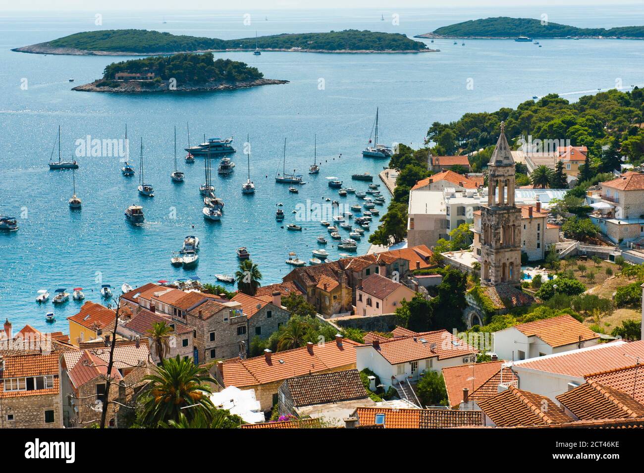 Photo of a church bell tower, Hvar Town, Hvar Island, Croatia Stock ...