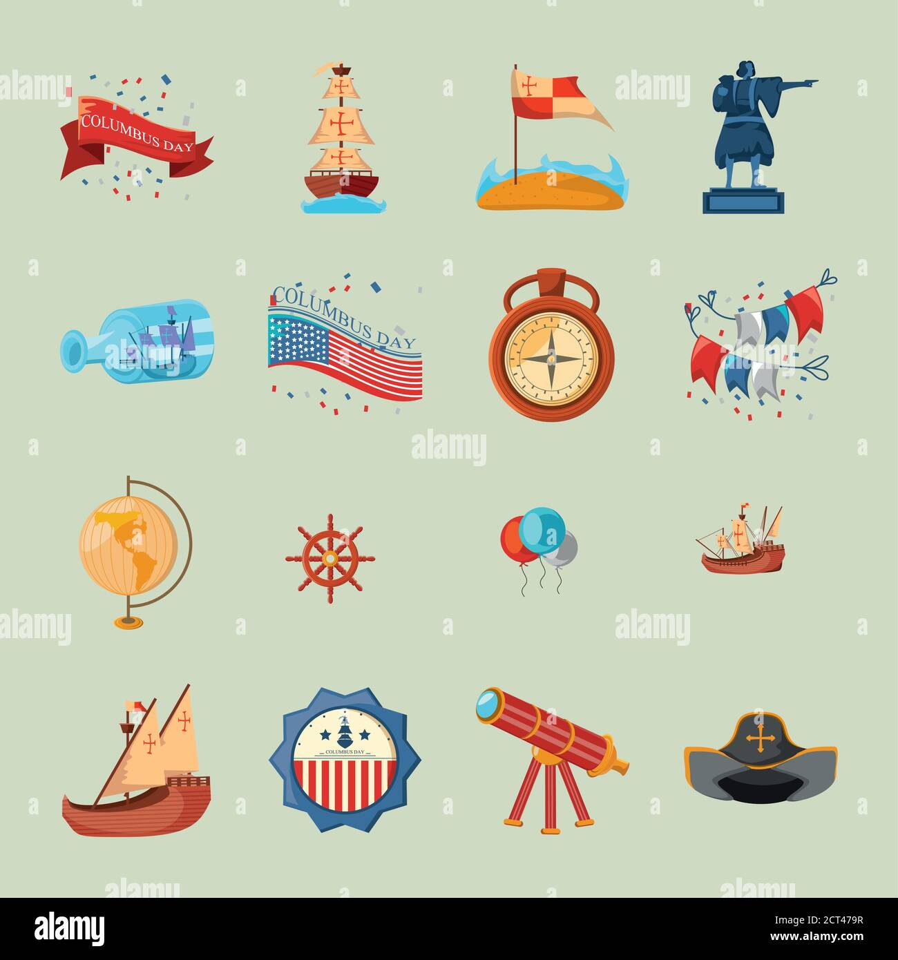 bundle of columbus day icons vector illustration design Stock Vector ...