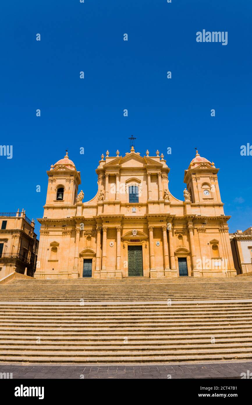 Noto, the iconic St Nicholas Cathedral (Cattedrale di Noto, Duomo), a ...