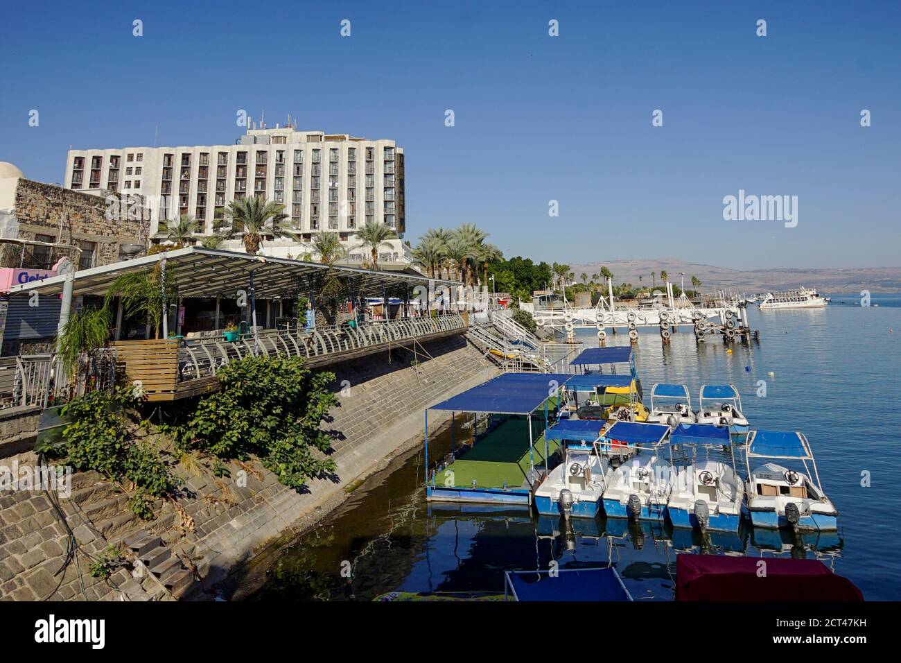 Tiberias, Israel the promenade on the shores of the Sea Of Galilee ...