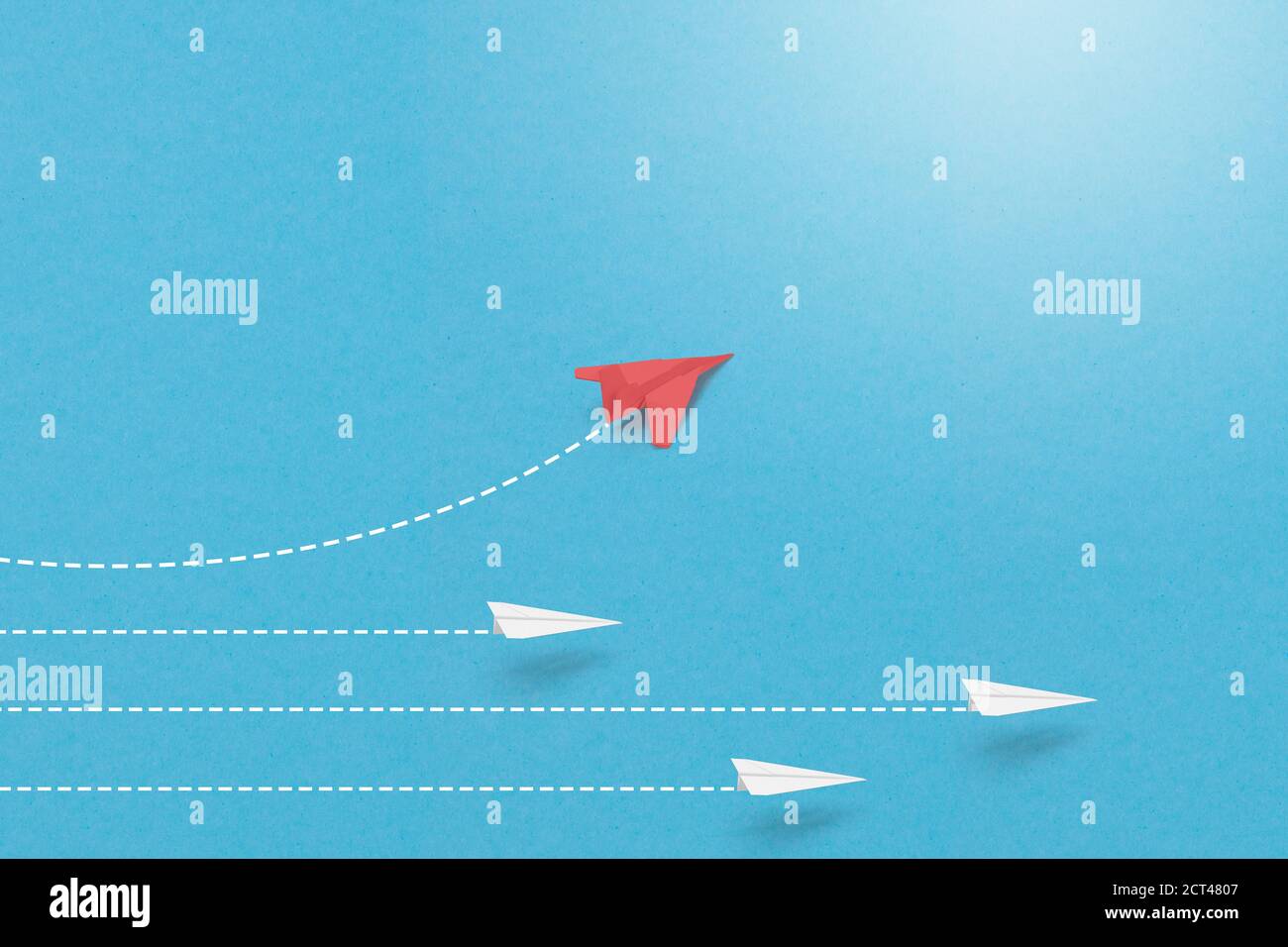 leadership red paper plane direction flying in different way. Success ...