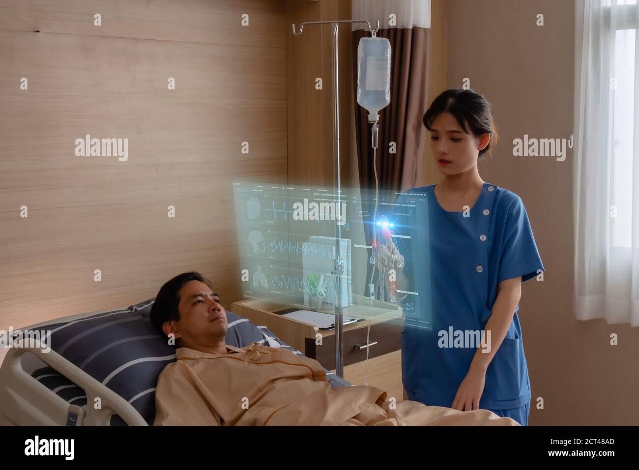 new normal Futuristic Technology in medical concept doctor describes ...