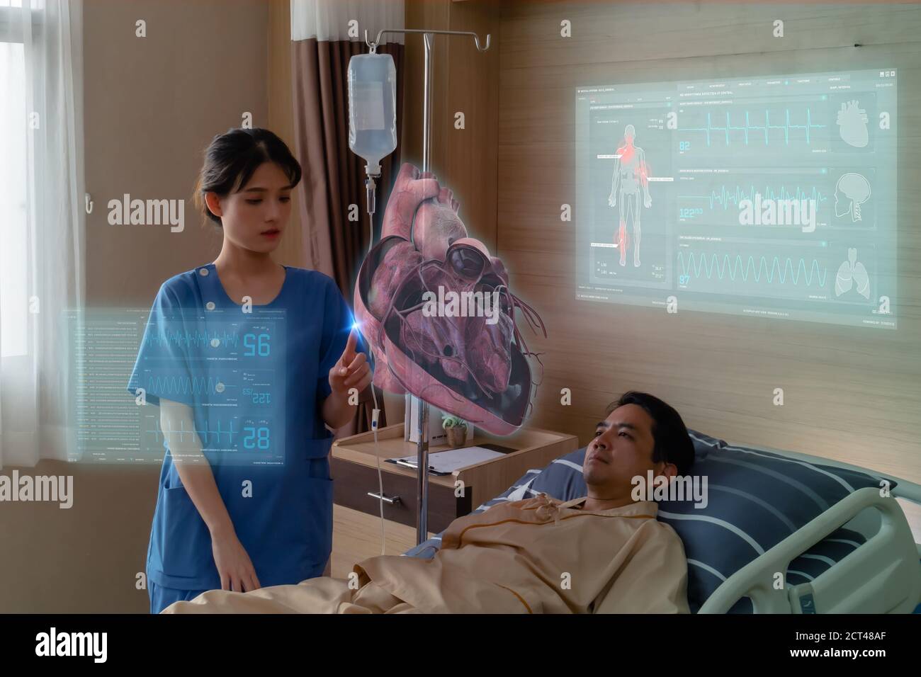 new normal Futuristic Technology in medical concept doctor describes ...