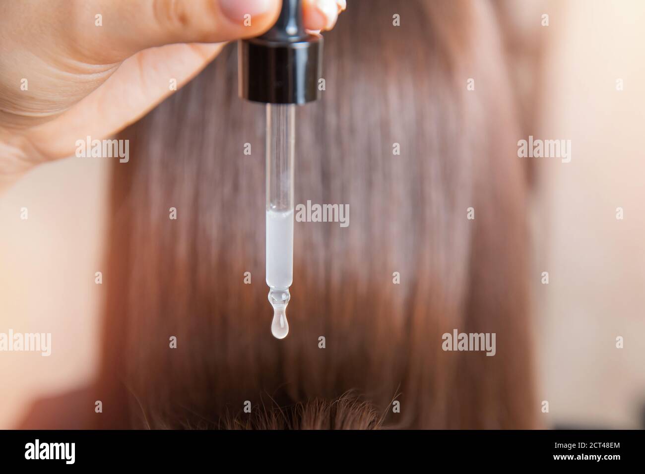Oil hair treatment for woman. Concept hairdresser spa salon Stock Photo ...