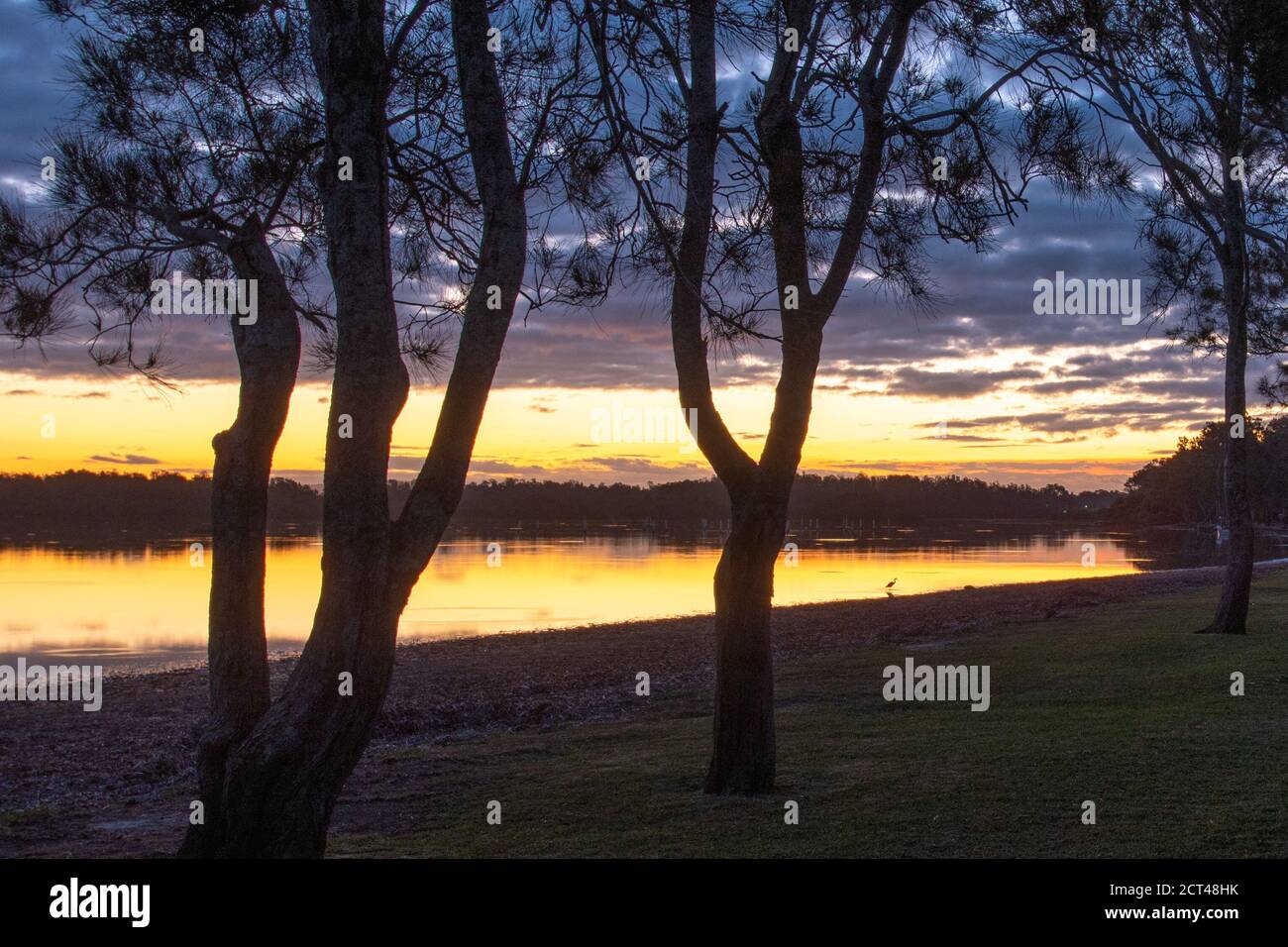 Sunset over the Wallis Lake near Forster NSW Stock Photo - Alamy