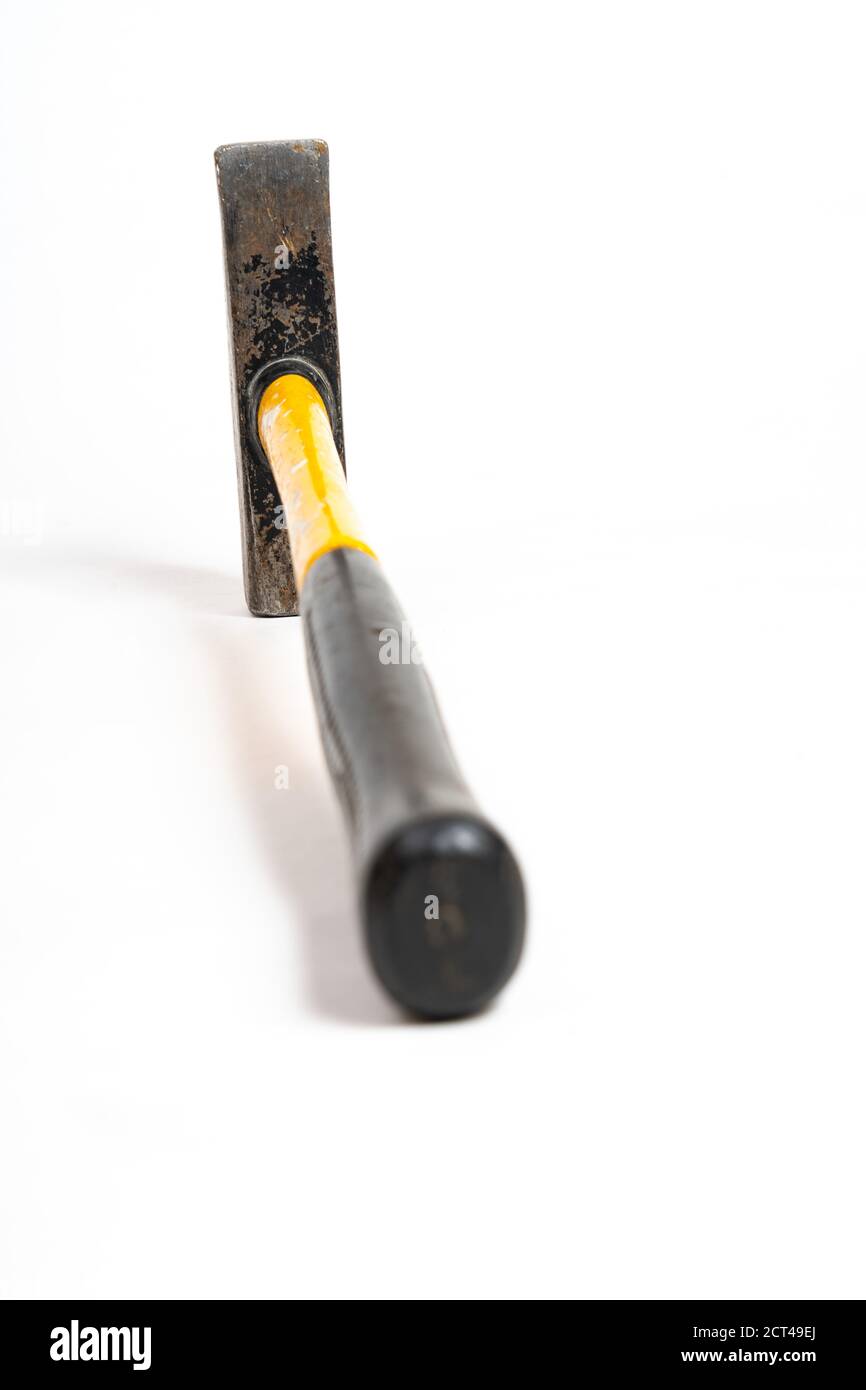 Hammer on a white background with a shadow. Single old hammer with ...