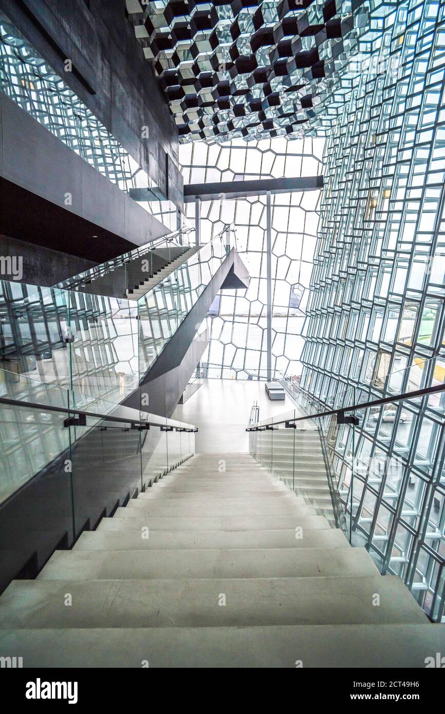 Modern architecture of glass building at Harpa Concert Hall and ...
