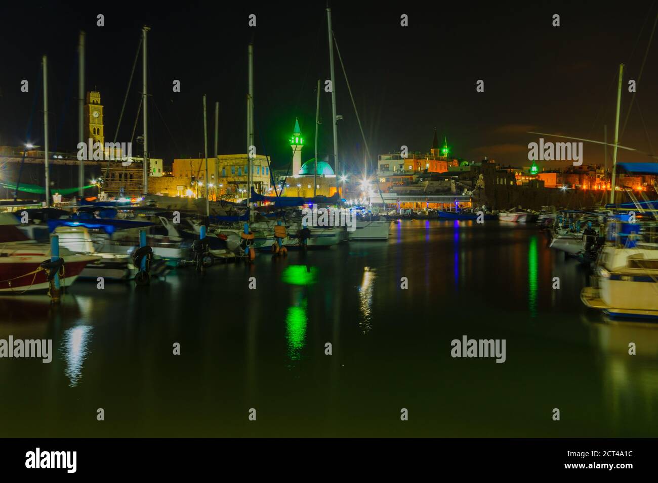 Evening view of the fishing port and other monuments, in the old city ...