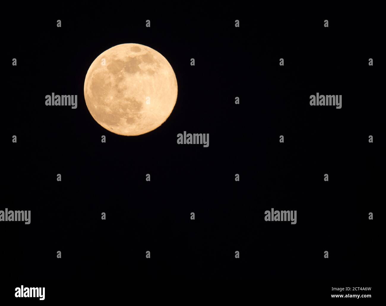 Close up of full moon seen with the telescope from northern hemisphere ...