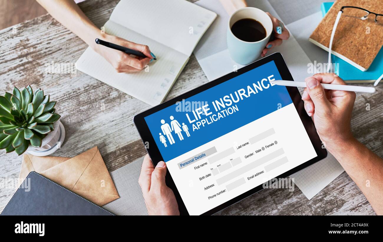 Life insurance online application form on device screen Stock Photo - Alamy