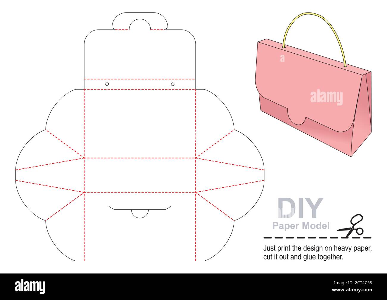 Gift Box Template. Paper Bag Self - folding. DIY Stock Vector Image ...
