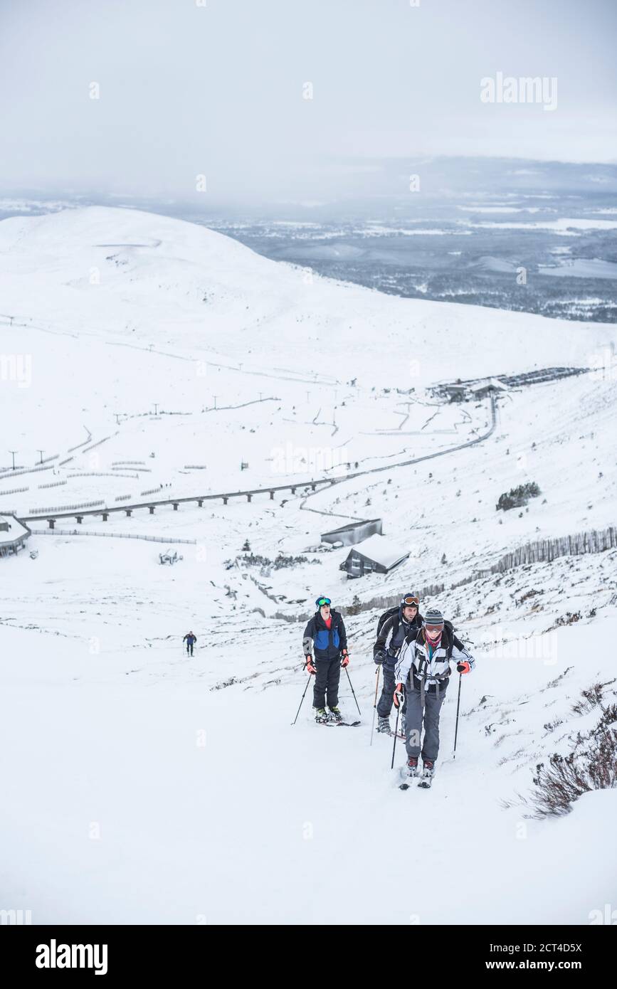 Europe winter cairngorms national park skiing winter people male female ...