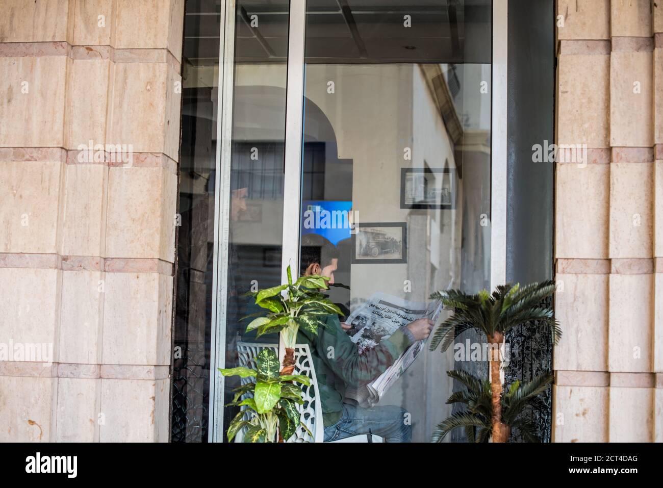 Casablanca, Morocco: 09/07/2019 : Muslim man reads a newspaper in ...