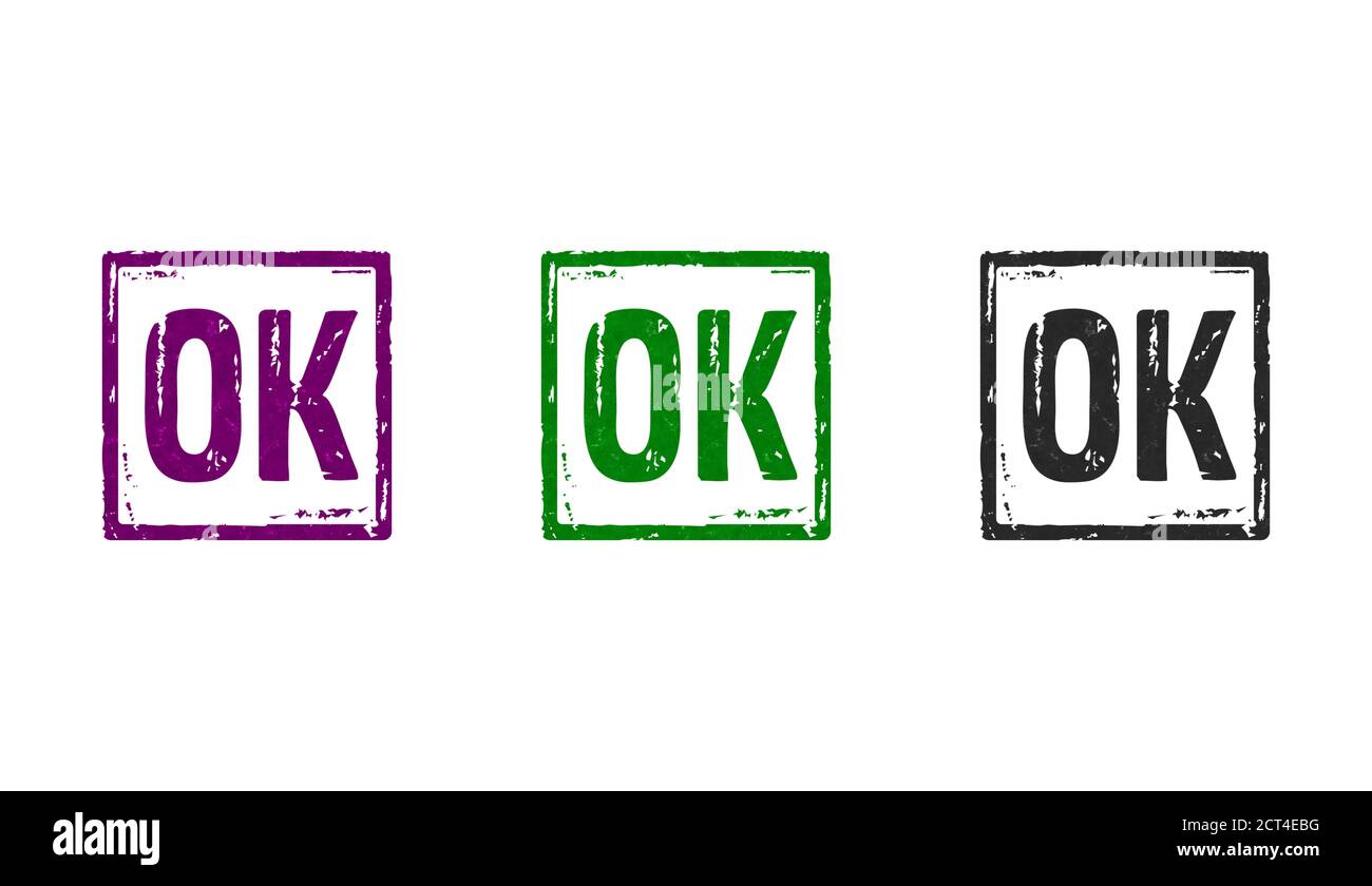 OK approved stamp icons in few color versions. Found, accepted ...