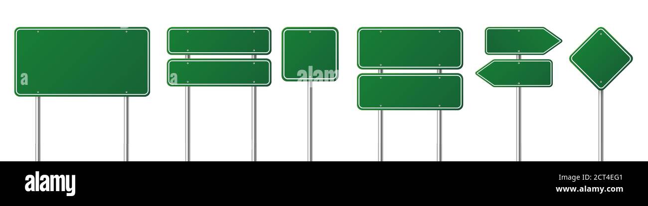 Road traffic signs set. Blank board with place for text. Mockup ...