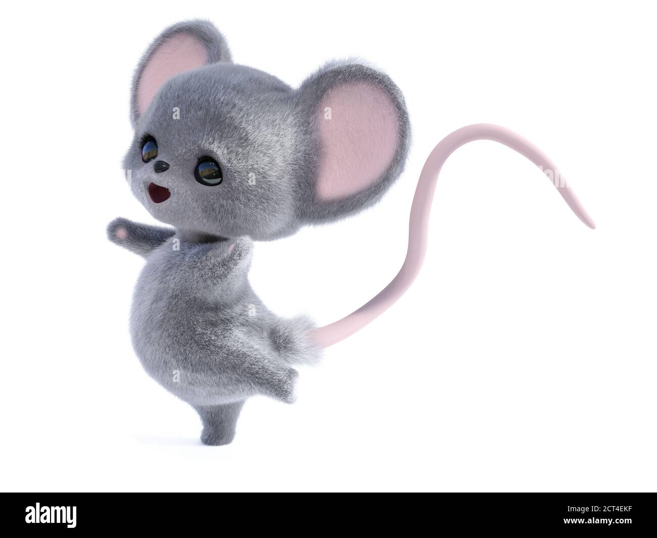 3D rendering of an adorable kawaii furry smiling mouse looking very ...