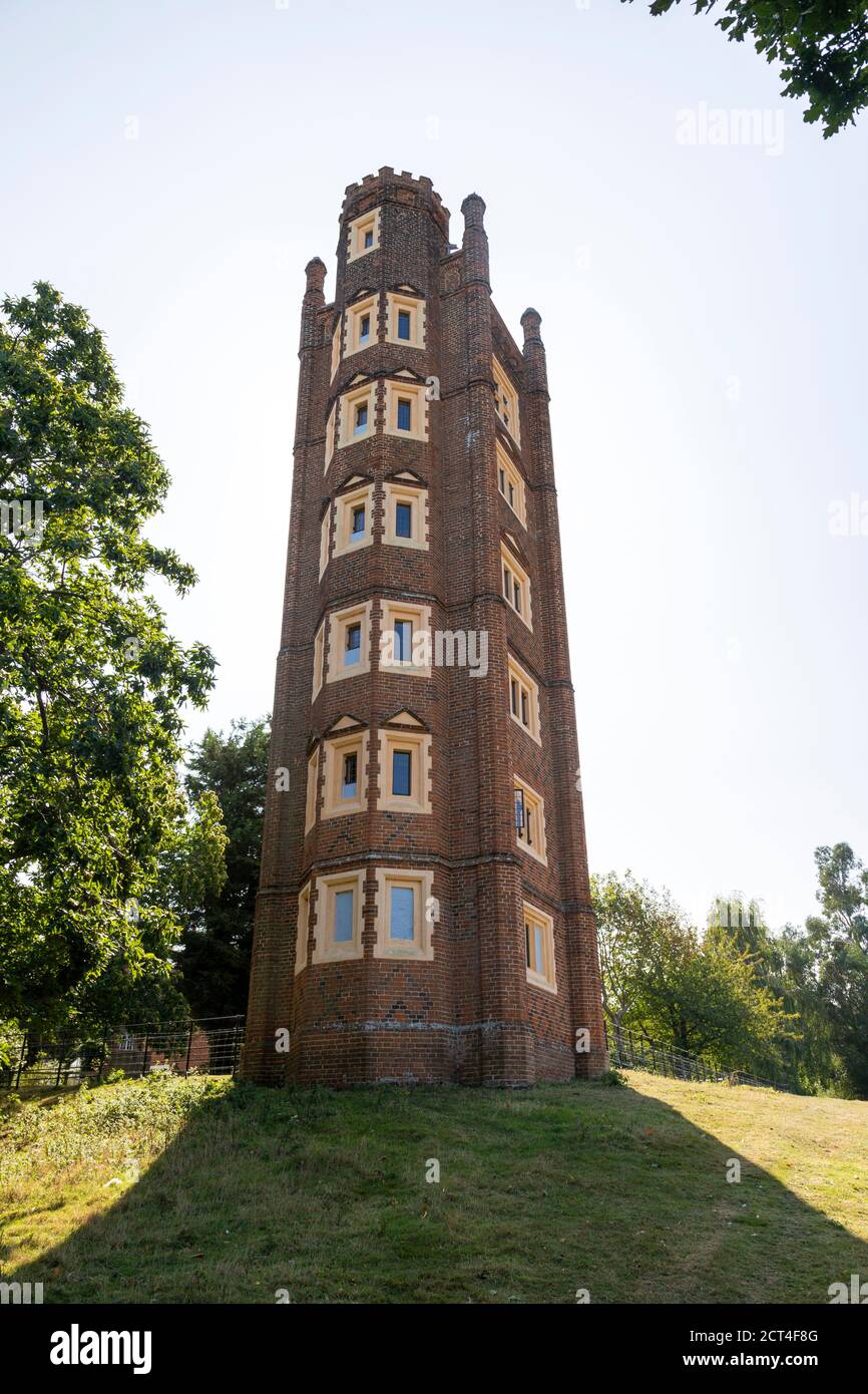 Freston Tower, a six-storey red brick Tudor folly built in 1570s, near ...