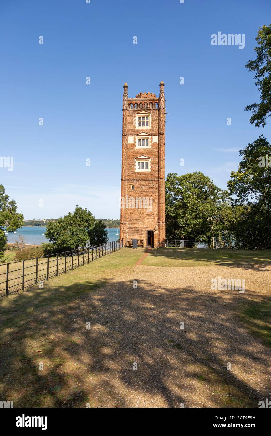 Freston Tower, a six-storey red brick Tudor folly built in 1570s, near ...