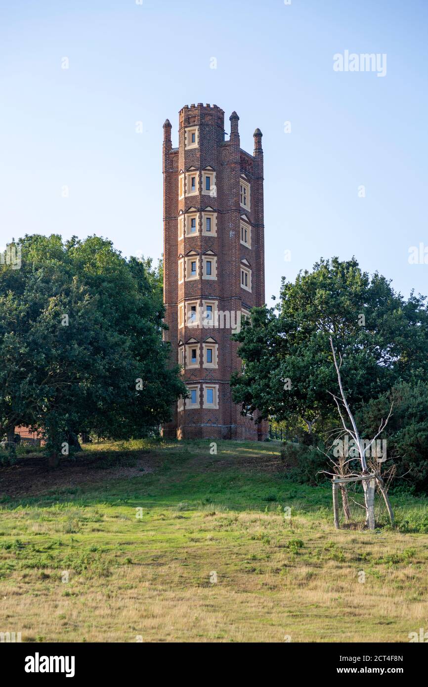 Freston Tower, a six-storey red brick Tudor folly built in 1570s, near ...