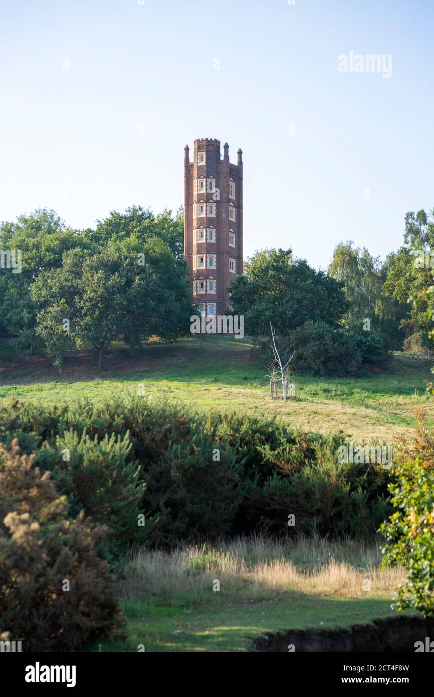 Freston Tower, a six-storey red brick Tudor folly built in 1570s, near ...