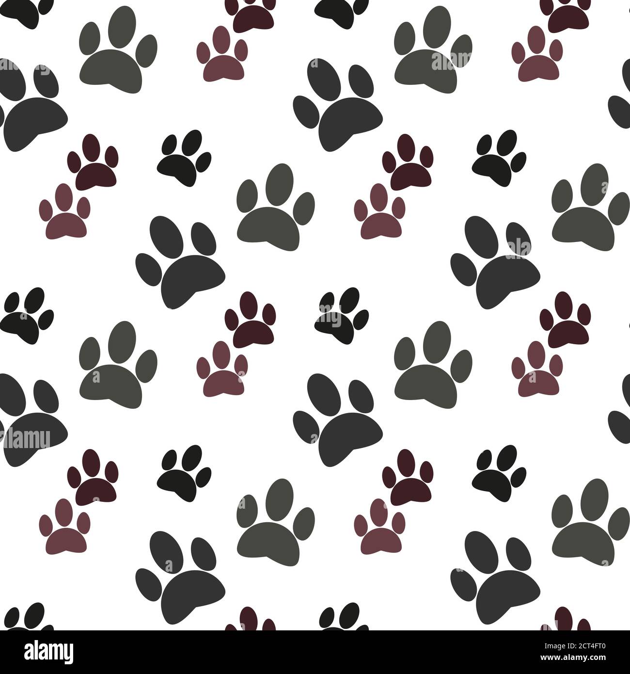 Dog paw print seamless pattern on white background Stock Vector Image ...