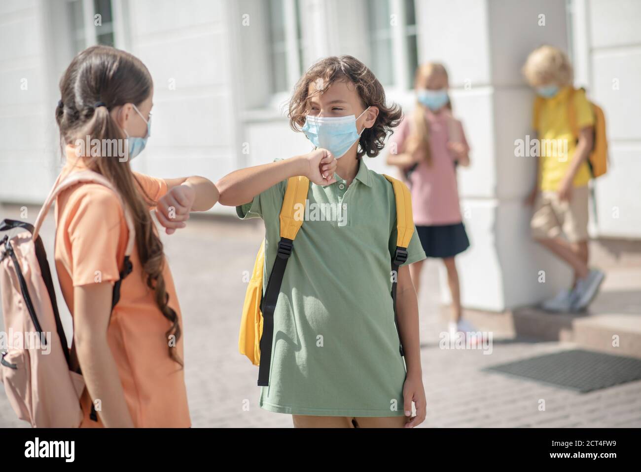 Greeting each other kids school hi-res stock photography and images - Alamy