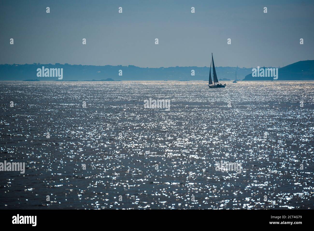 Sailing boat, Guernsey, Channel Islands, United Kingdom, seascape ...