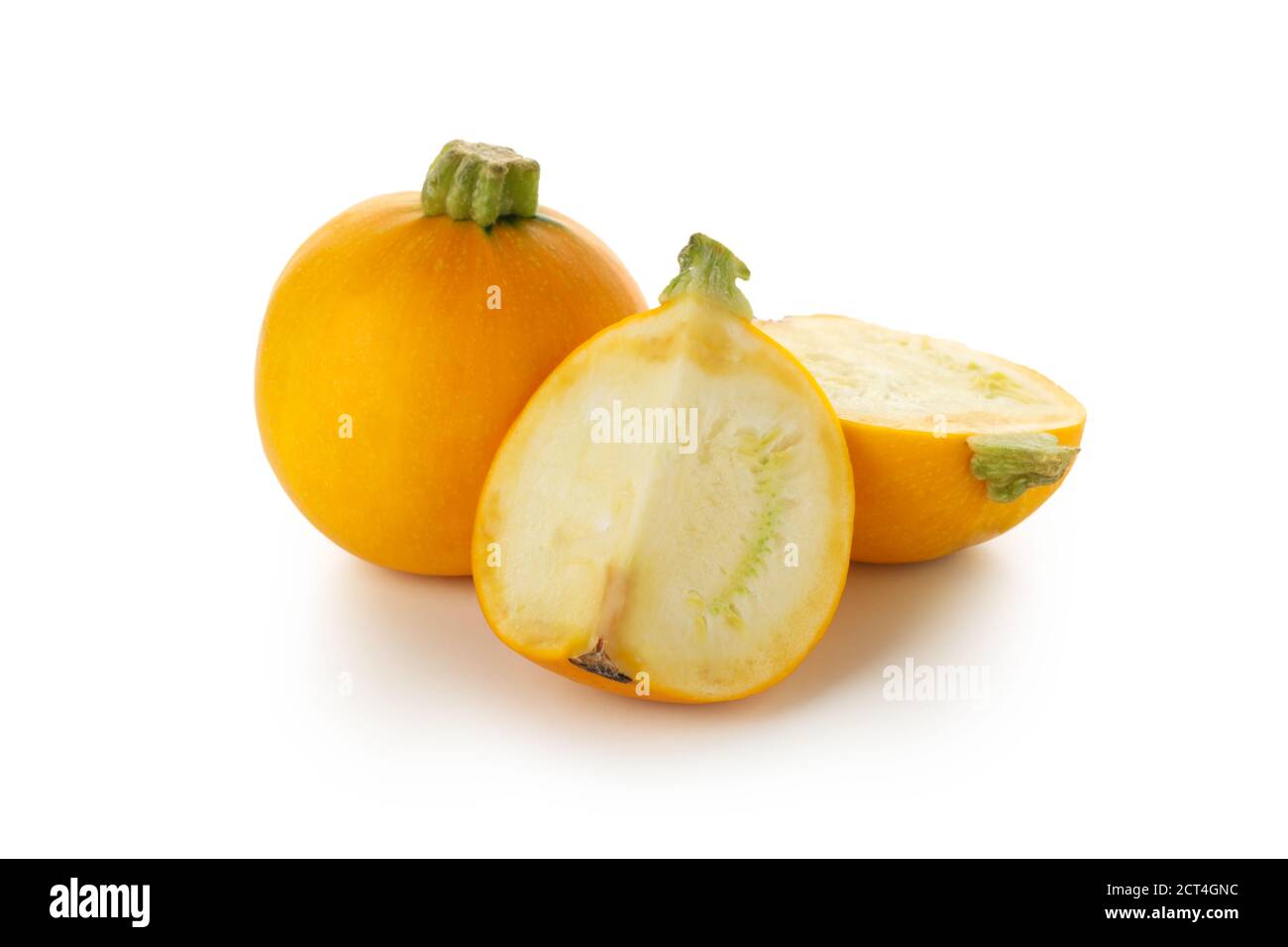 Fresh round zucchini isolated on white background Stock Photo - Alamy